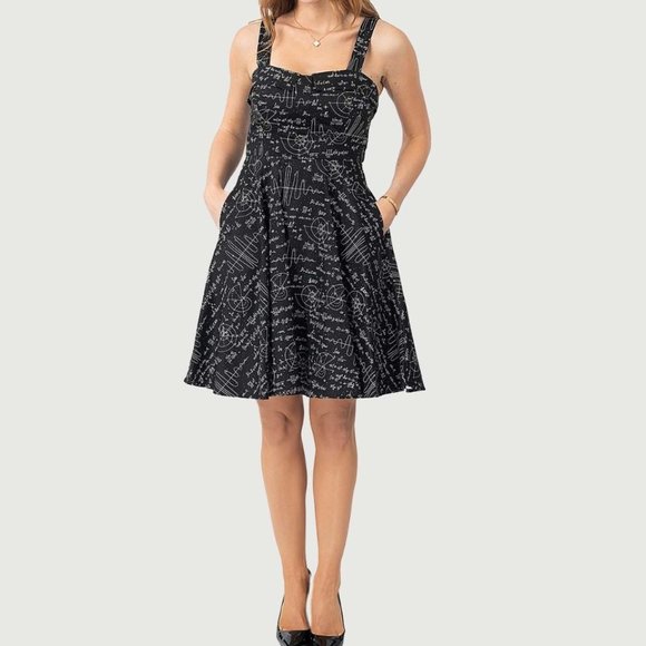 Eva Rose | Dresses | Eva Rose Black Math Print Pinup Fit Flare Dress ...